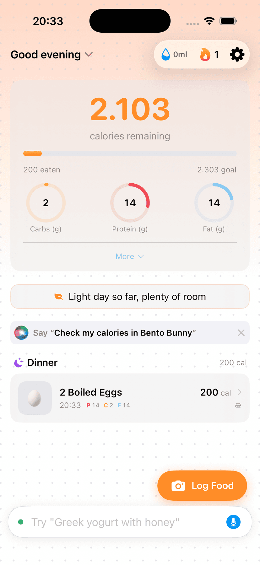 Bento Bunny — AI Calorie Tracker: Type Your Meal, Get Macros